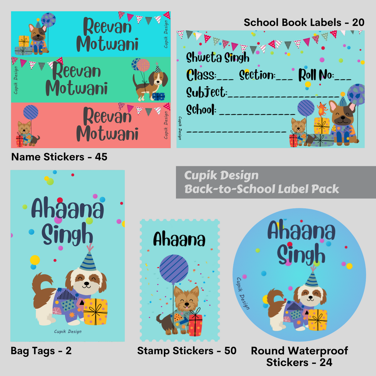 Pawty Time - Back to School Label Pack – Cupik Design India