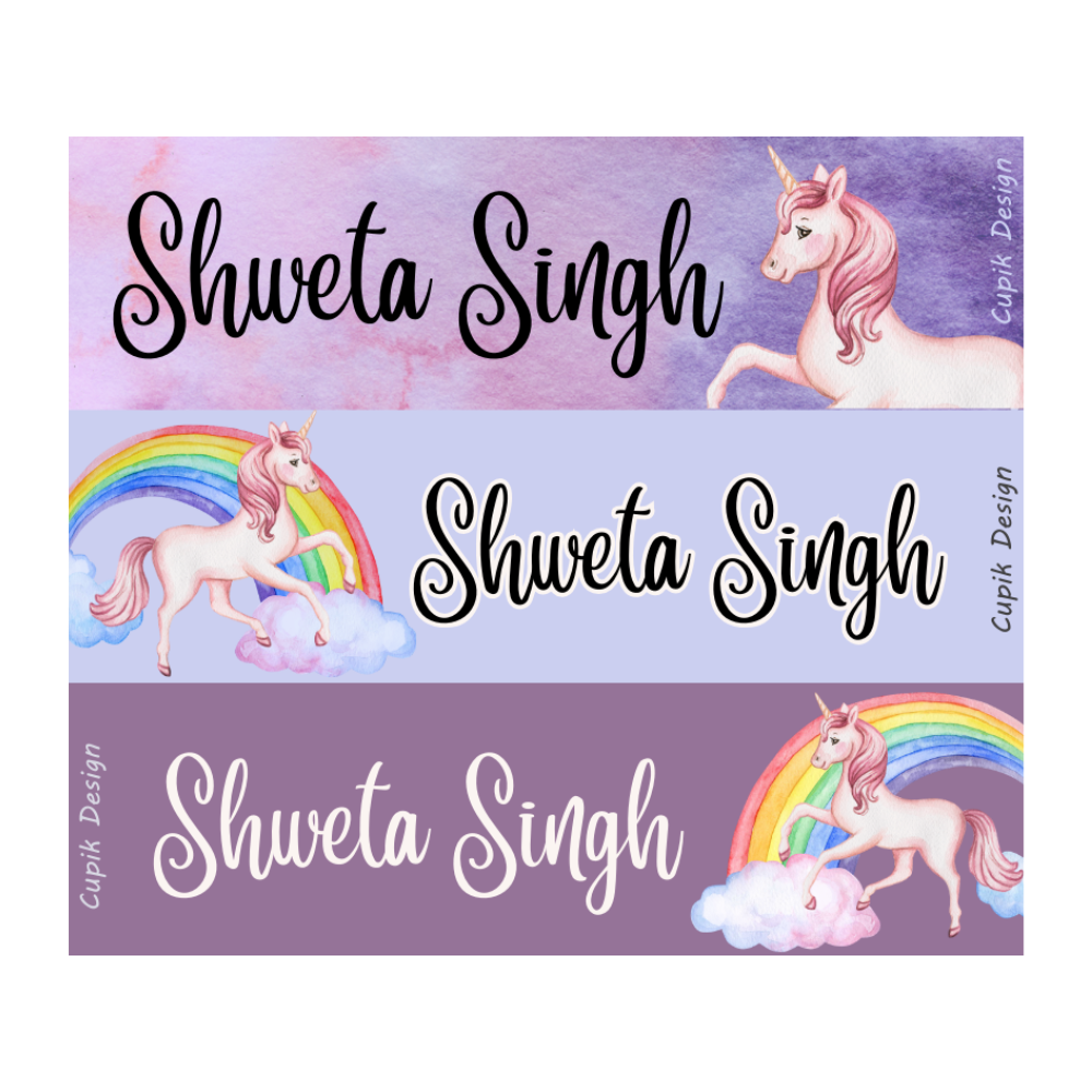 Unicorns & Rainbows Name Stickers – Cupik Design India