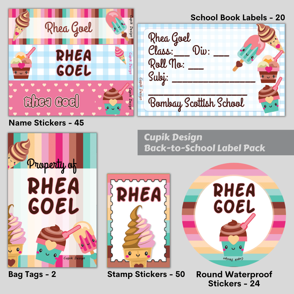 Icecream - Back to School Label Pack – Cupik Design India