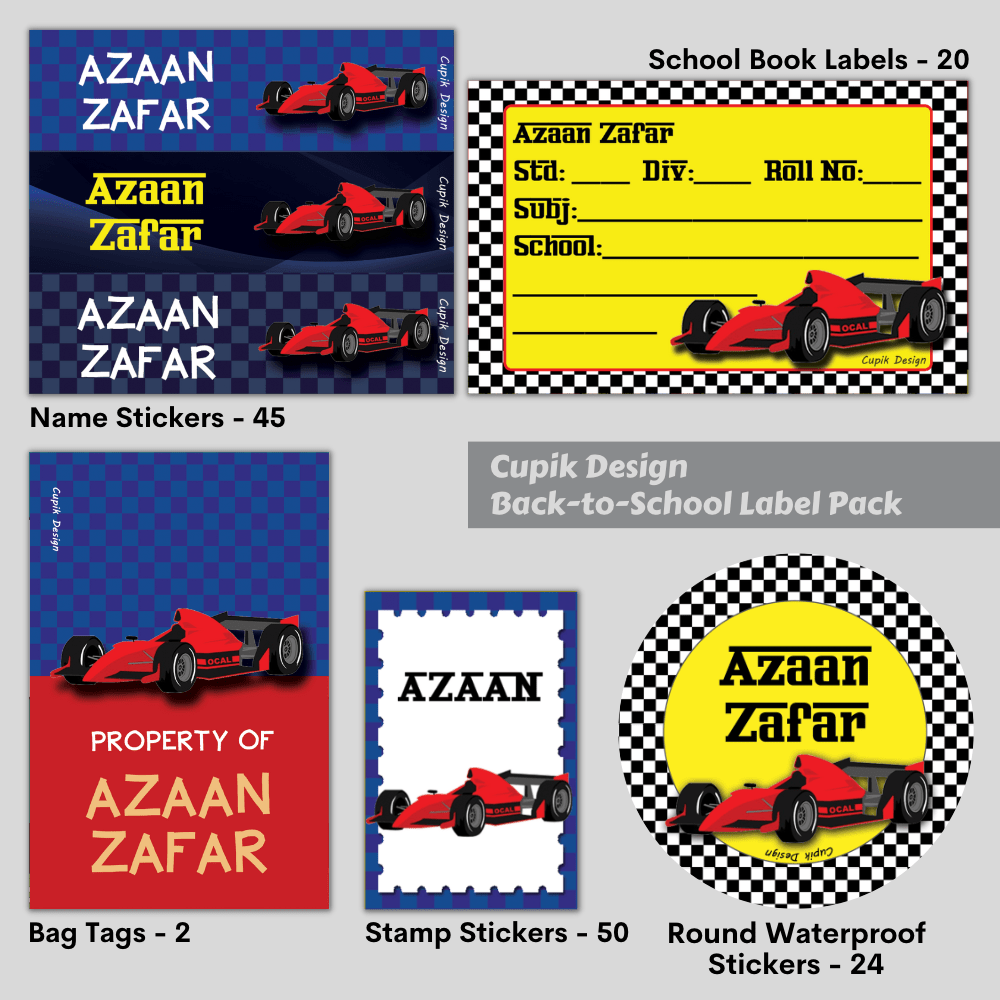 Race Car - Back to School Label Pack – Cupik Design India