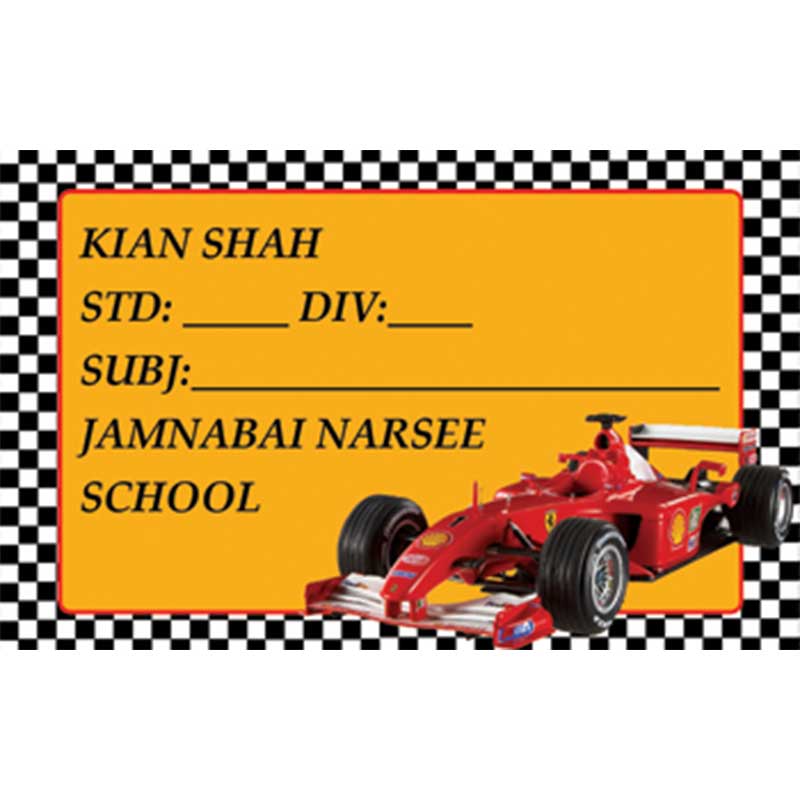 Racecar School Book Labels – Cupik Design India