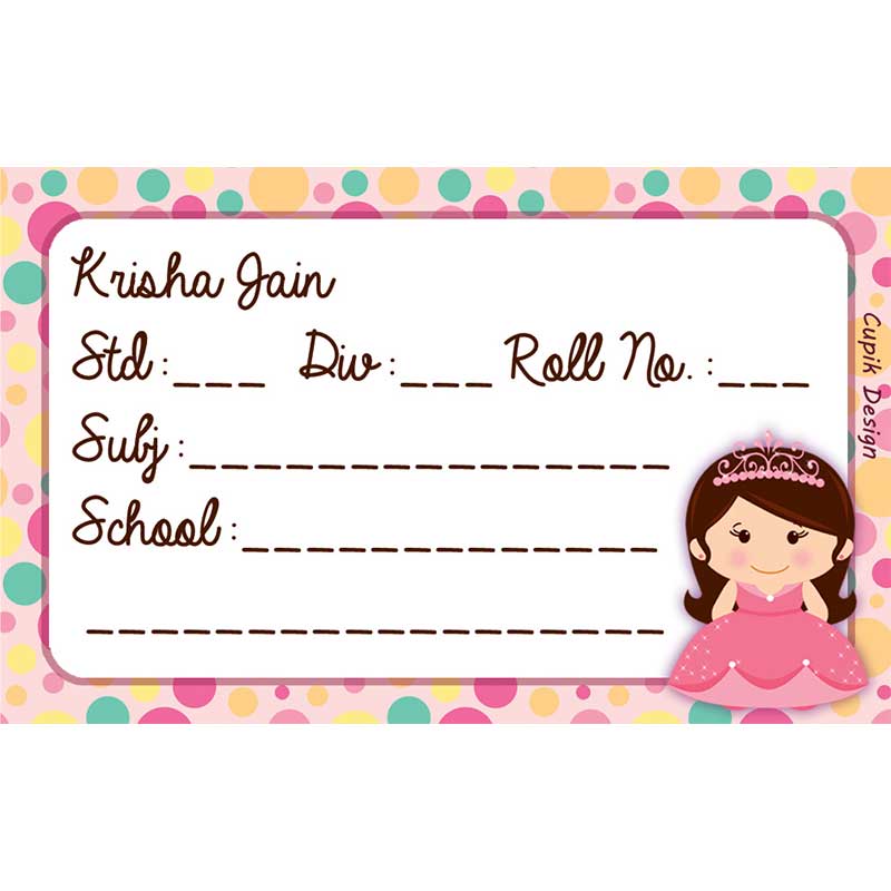 Pink Princess School Book Labels – Cupik Design India