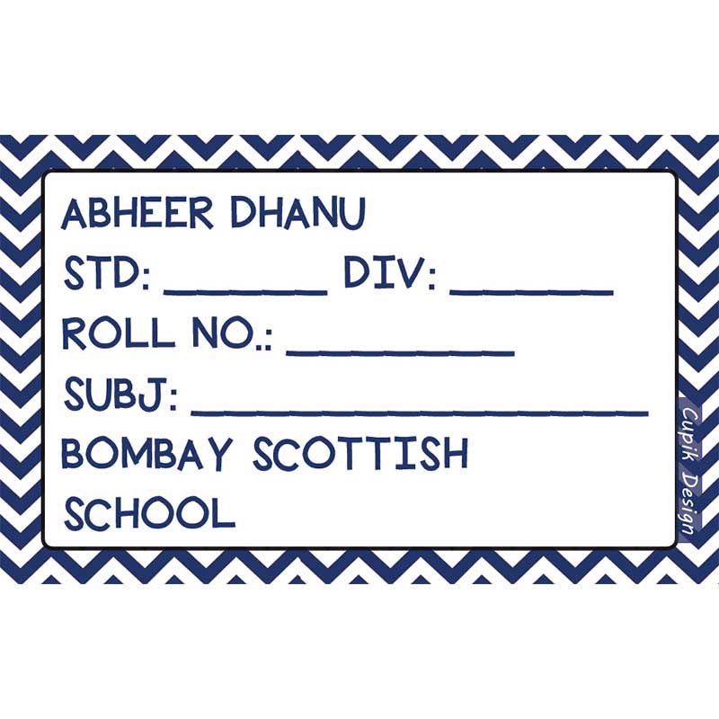Blue Chevron School Book Labels – Cupik Design India