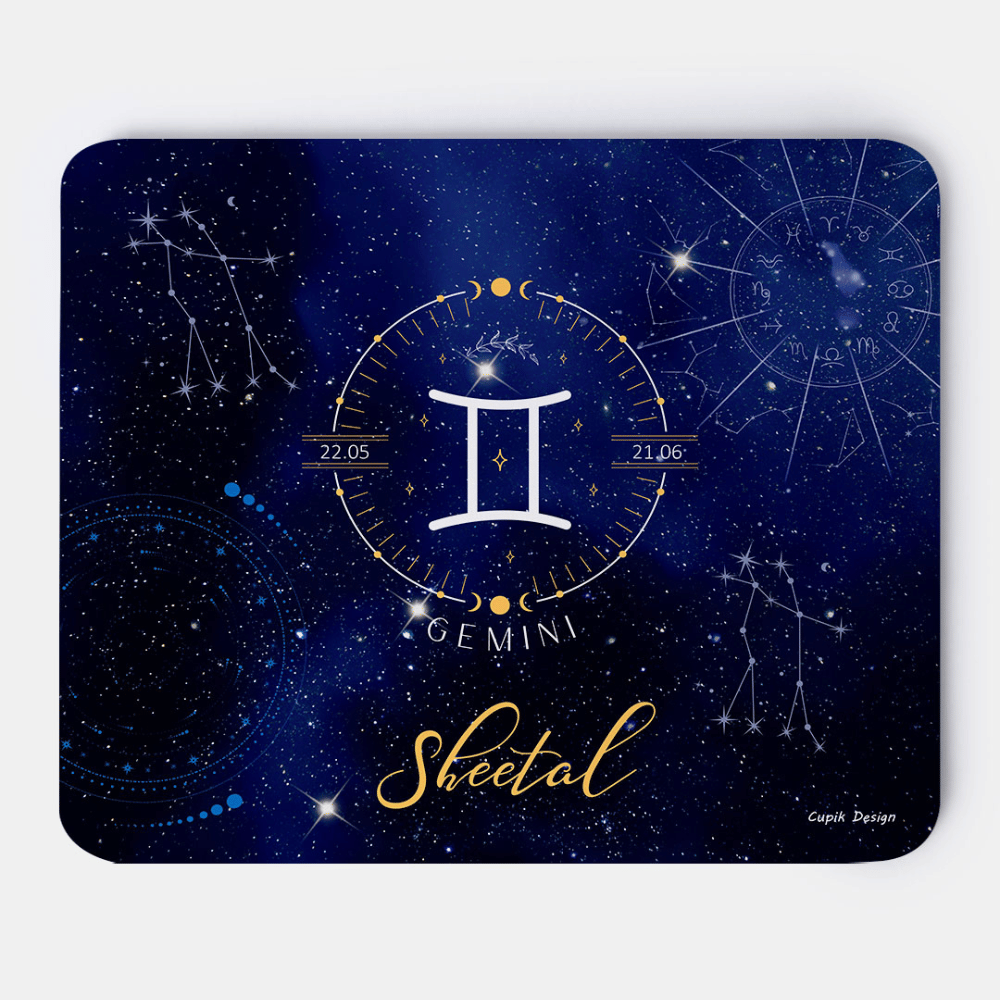 Personalised Zodiac Mousepad for Laptops | Gemini Design with Non-Slip ...