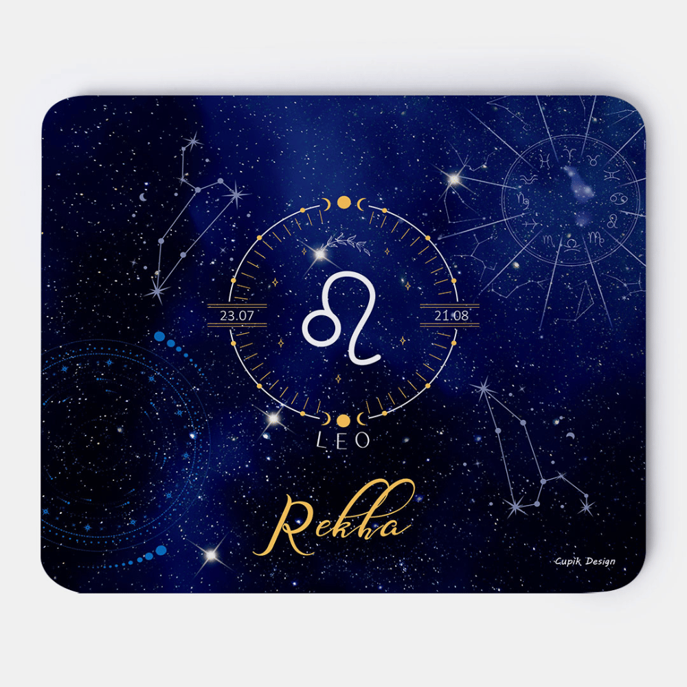 Personalised Zodiac Mousepad for Laptops | Leo Design with Non-Slip ...