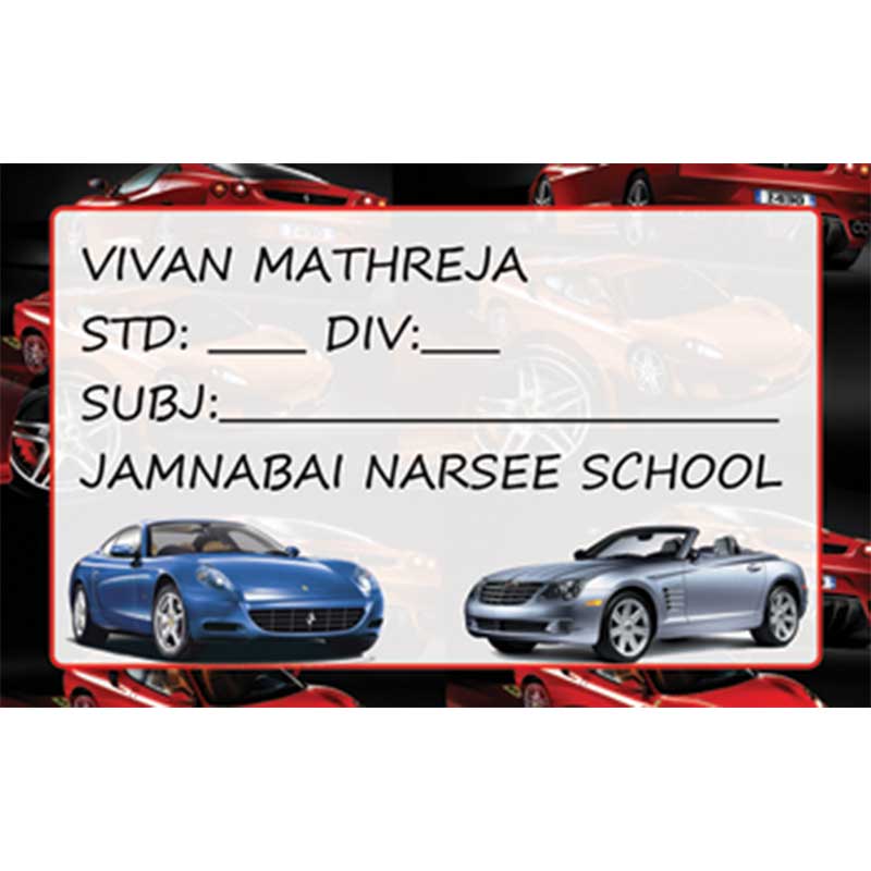 Cars School Book Labels – Cupik Design India