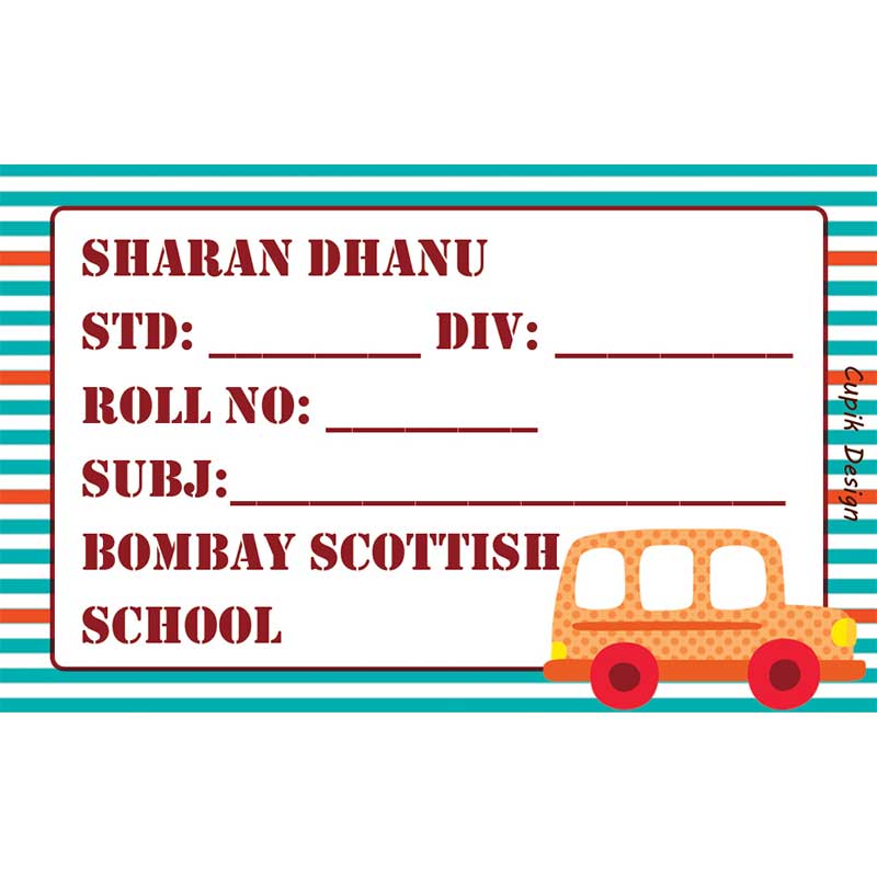 Transport New School Book Labels – Cupik Design India
