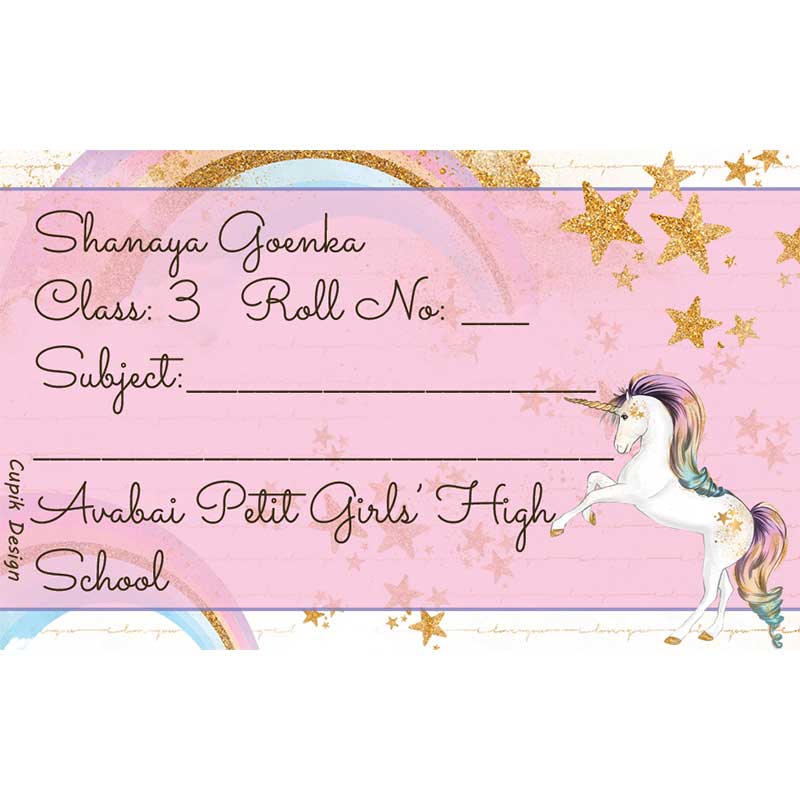 Unicorn School Book Labels – Cupik Design India