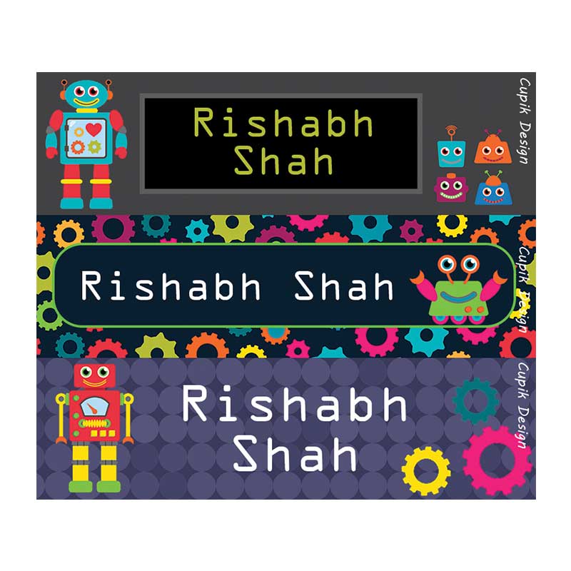 Robots Name Stickers – Cupik Design India
