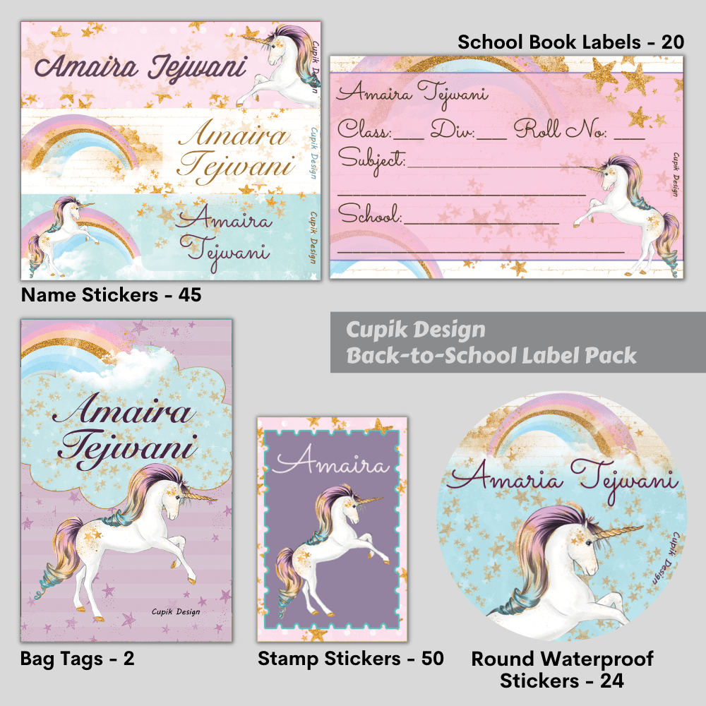 Unicorn - Back to School Label Pack – Cupik Design India
